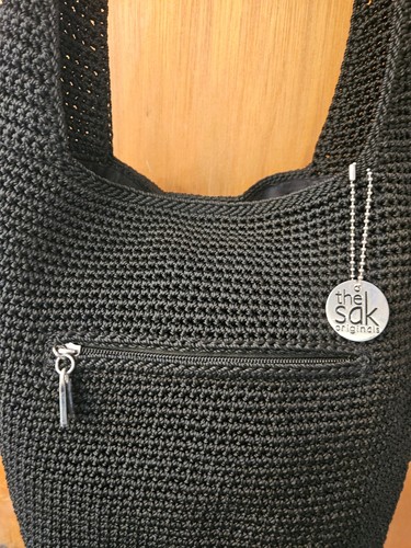 SAK "ORIGINAL CHIC CROCHETED BOHO HOBO SHOULDER BAG" BEAUTIFUL BLACK ...