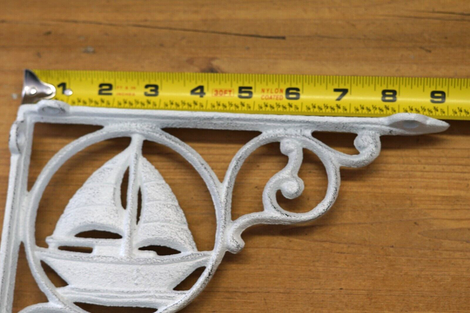 2 White Cast Iron Sailboat Nautical Shelf Brackets Garden Braces ...