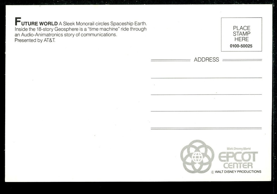 Disney Epcot Center Monorail and Spaceship Earth Continental Vintage ...