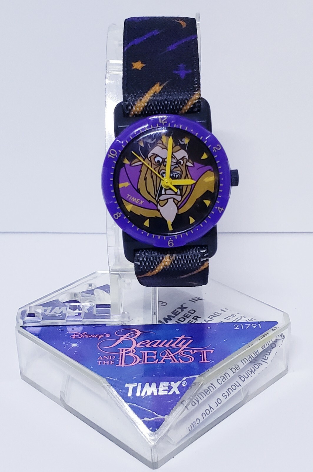 Disney's Beauty and Beast Watch by Timex Round Shaped Face elastic Band ...