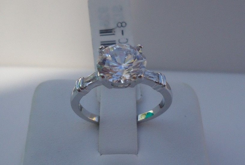 ROUND LAB SIMULATED DIAMOND CENTER BRIDAL RING 925 STERLING SILVER SZ 5 ...