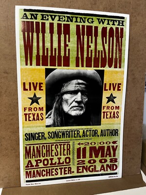WILLIE NELSON Manchester England Ltd Ed 2008 Show HATCH SHOW PRiNt ...