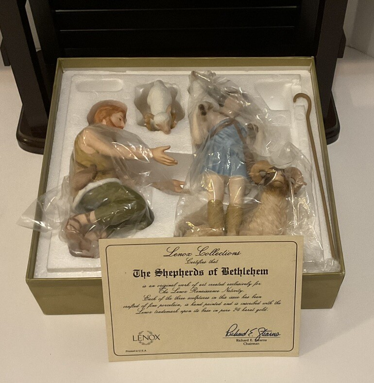 LENOX RENAISSANCE NATIVITY 15 PIECE SET & 1993 CRÈCHE W/ BOXES COA MINT ...