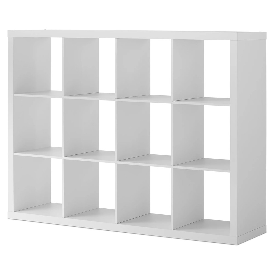 Solid White Wooden 12 Cube Bookcase Storage Organizer Office Shelving ...