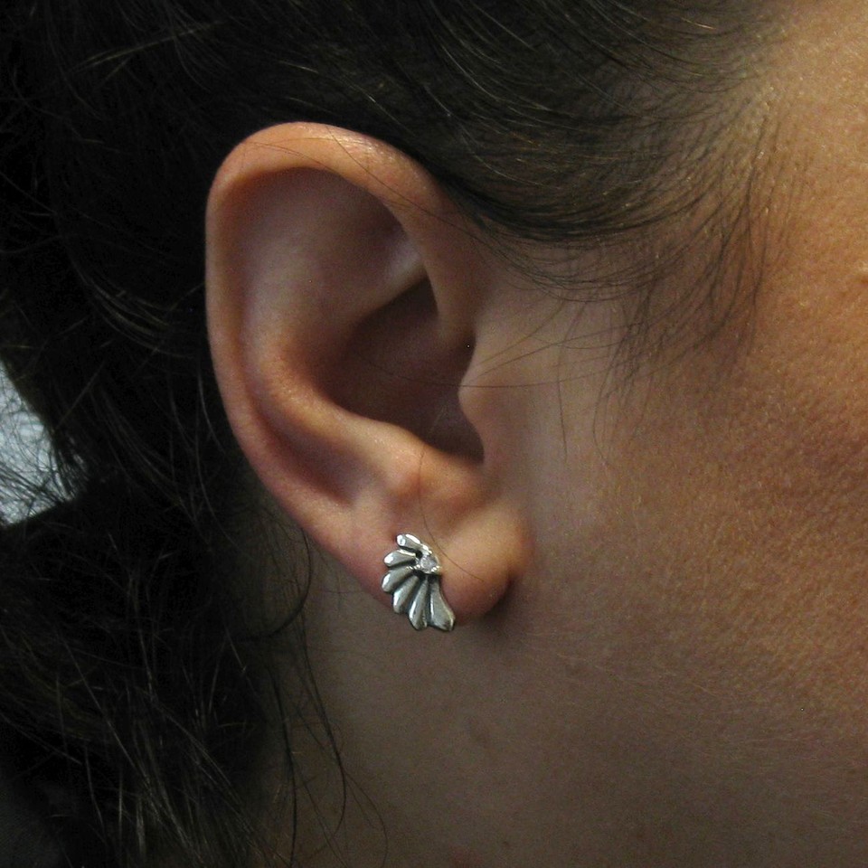 Handmade Sterling Silver Earrings Solid Stamped 925 With Cubic Zirconia ...