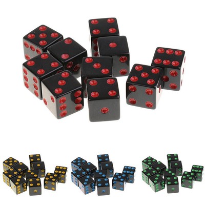 Set of 10 6 Sided D6 16mm Standard Dice Die for DND RPG Games Supplies ...