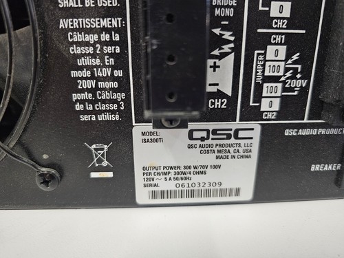 QSC ISA 300Ti Professional Power Amplifier 2 Channel 300W *Working READ ...