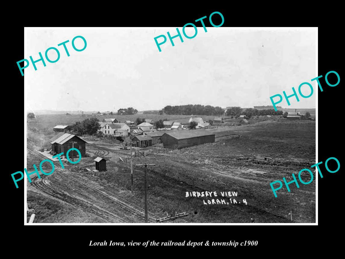 OLD 8x6 HISTORIC PHOTO OF LORAH IOWA VIEW OF THE TOWN & RAILROAD c1900 ...