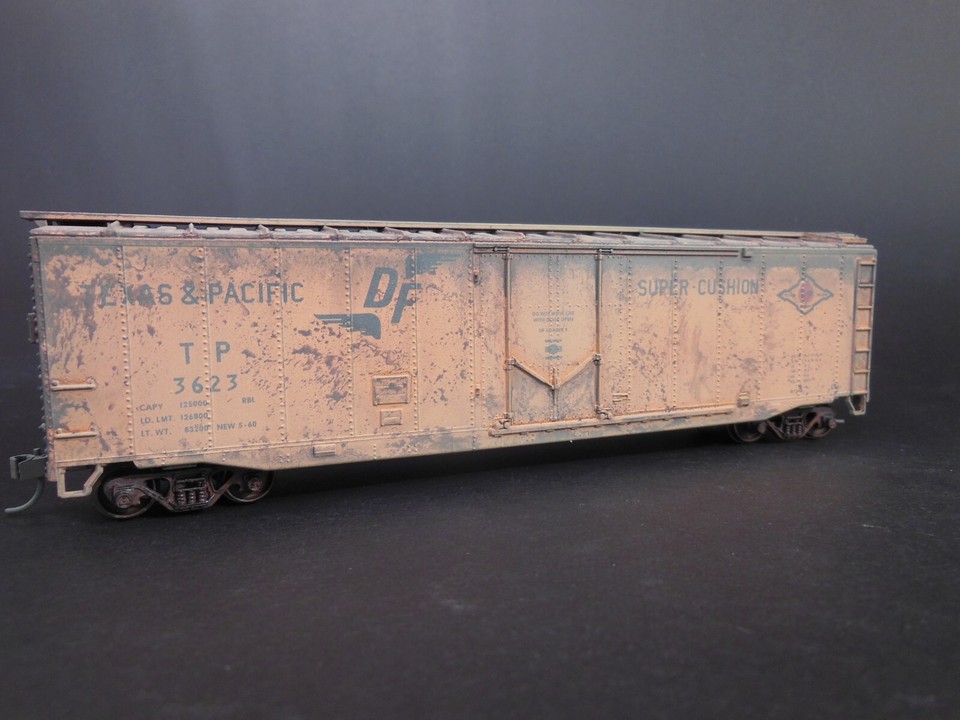 HO SCALE CUSTOM WEATHERED TEXAS & PACIFIC TP 3623 50' BOX CAR | eBay