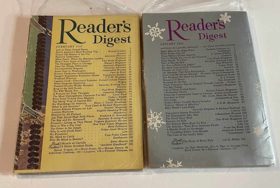 1951 Readers Digest Lot of 11 Monthly Magazines (missing Oct) | eBay