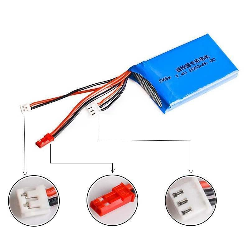 7.4V 2000mAh 8C Battery JST plug for DX6E DX6 RC MODEL Transmitter ...