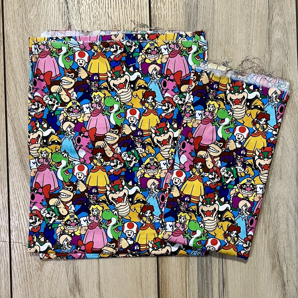Super Mario Kart Nintendo Packed Cast Quilt Cotton Fabric (Over 1 Yard ...