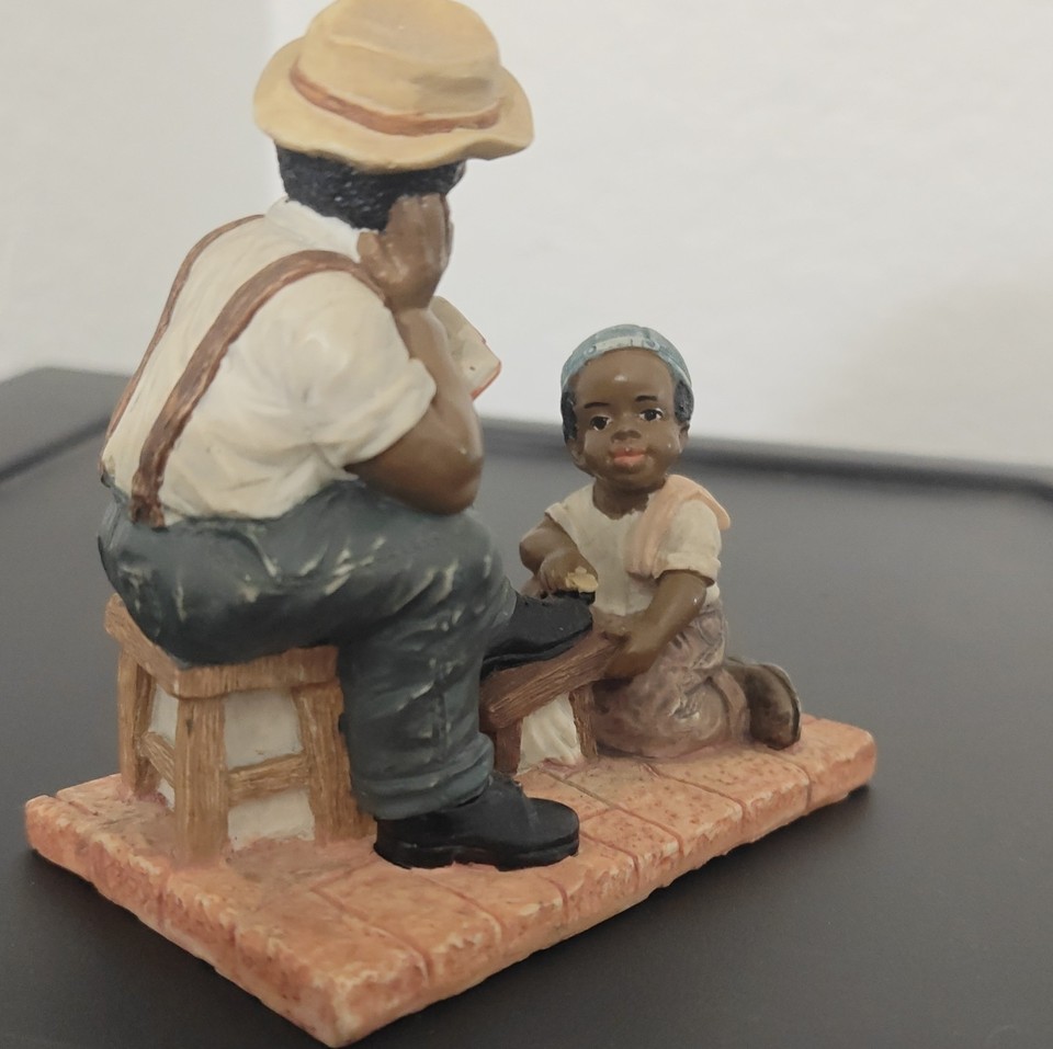 Shoeshine Boy and Man Figurine Resin Painted People Theme Multicolor ...