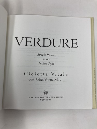 Verdure Simple Recipes in the Italian Style by Gioiotta Vitale, Robin ...