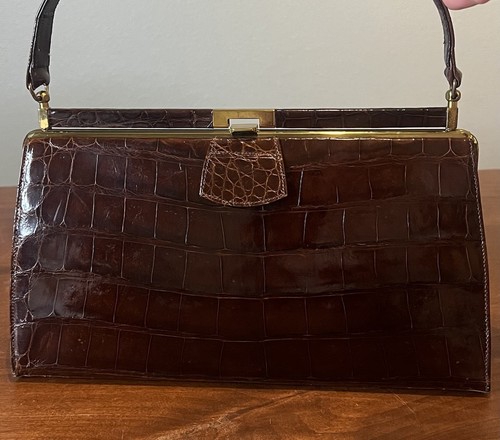 Deitsch Brown Crocodile Alligator Bag Purse Leather Lining | eBay