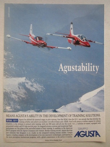 8/1991 PUB AGUSTA SIAI MARCHETTI S211 SF260 MILITARY TRAINER AIRCRAFT ...