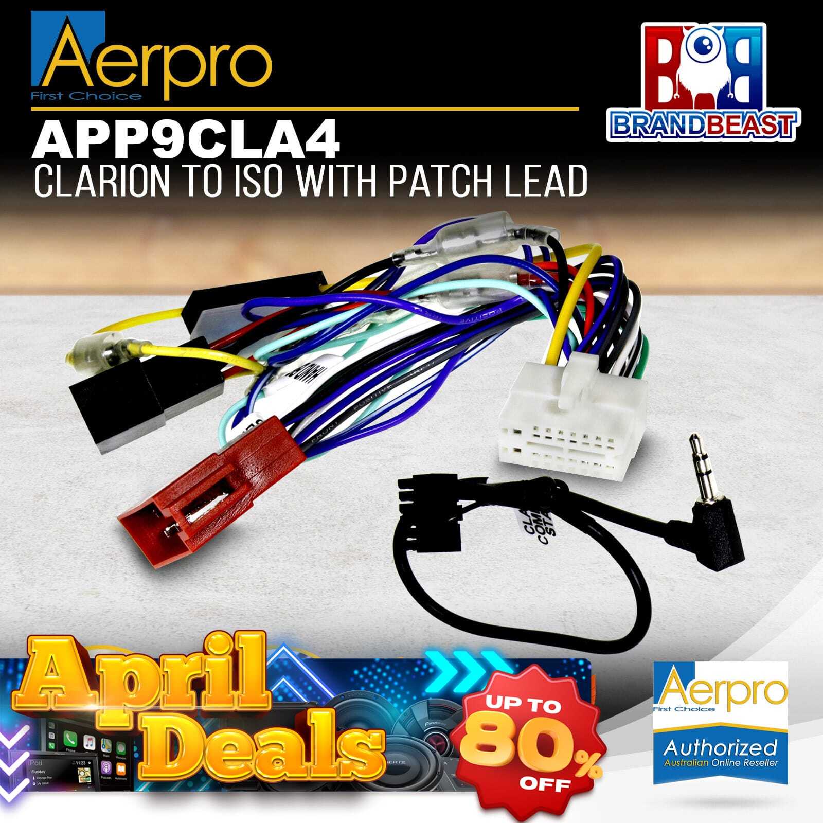 Aerpro APP9CLA4 APP9 Secondary ISO Harness & SWC Patch Lead to Suit Clarion AV | eBay