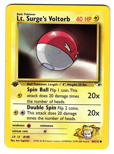 Lt. Surge's Voltorb 84/132 Gym Heroes 1st Edition 2000 Light Play LP | eBay