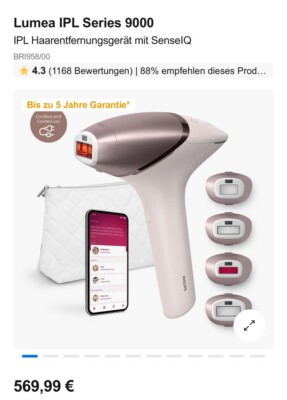 Philips Lumea IPL 9000 BRI958/00 IPL-Haarentfernungsgerät 8710103968528 ...