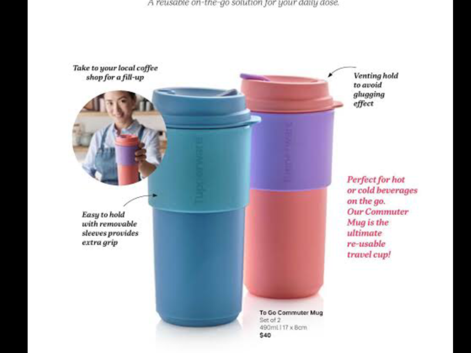 Tupperware Coffee To Go Commuter Mug - Peacock Blue-Brand New | eBay ...
