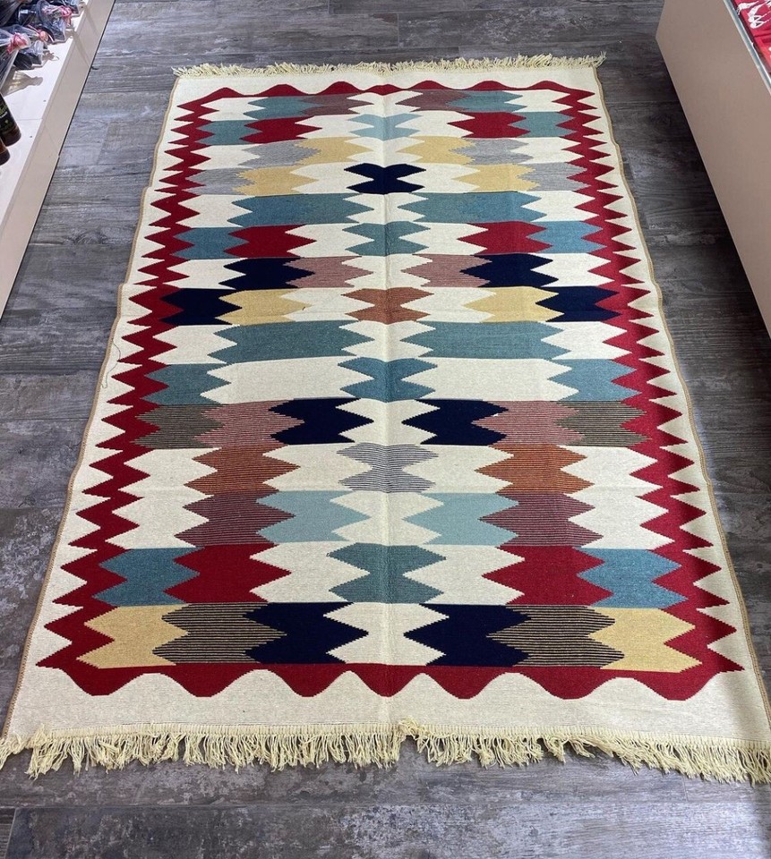 NEW ALBANIA KOSOVA ARTISAN KILIM CARPET RUG-MULTICOLOR-COTTON-120 CM X ...