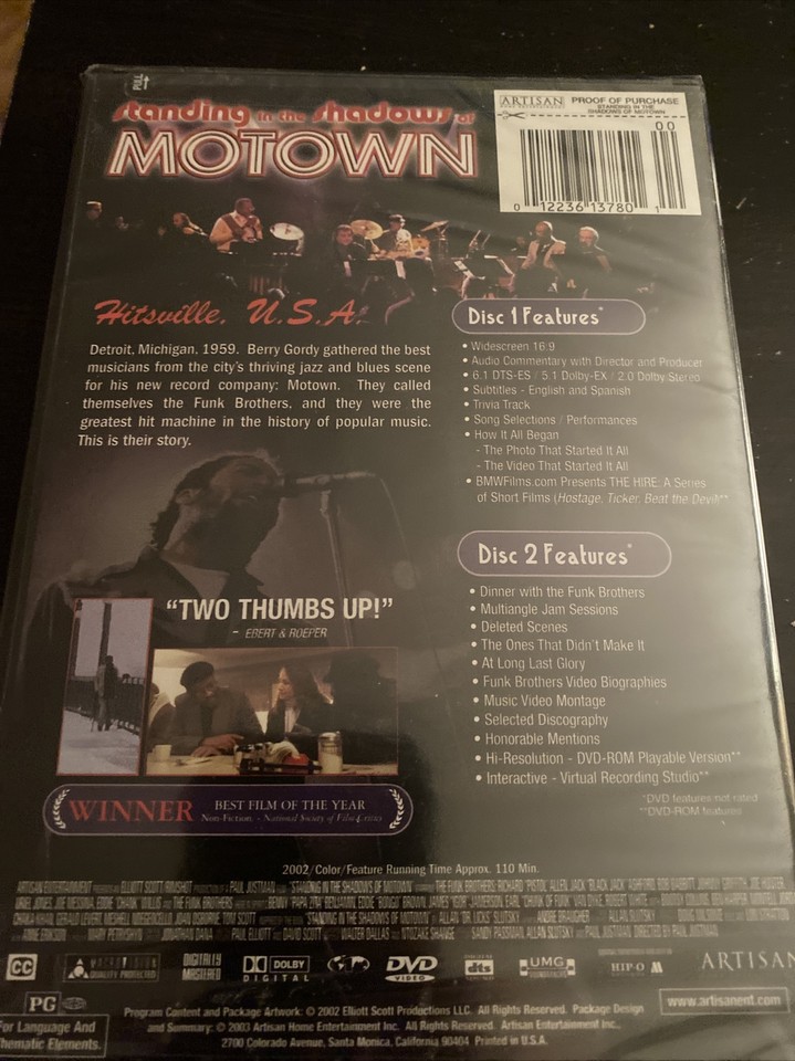 Standing in the Shadows of Motown (DVD, 2003, 2-Disc Set) Brand New ...