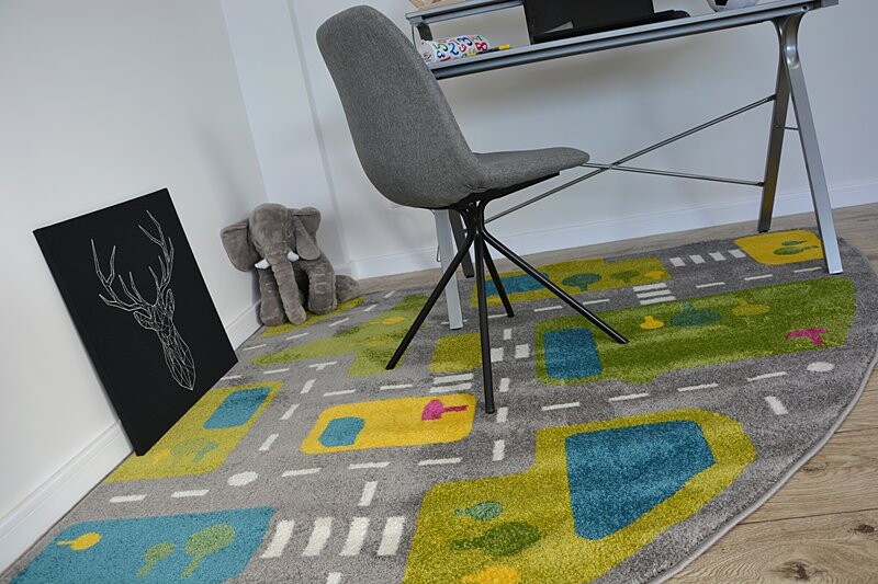 Thick MODERN RUGS 'PAINT' quarter circle ORIGINAL streets grey For Kids ...