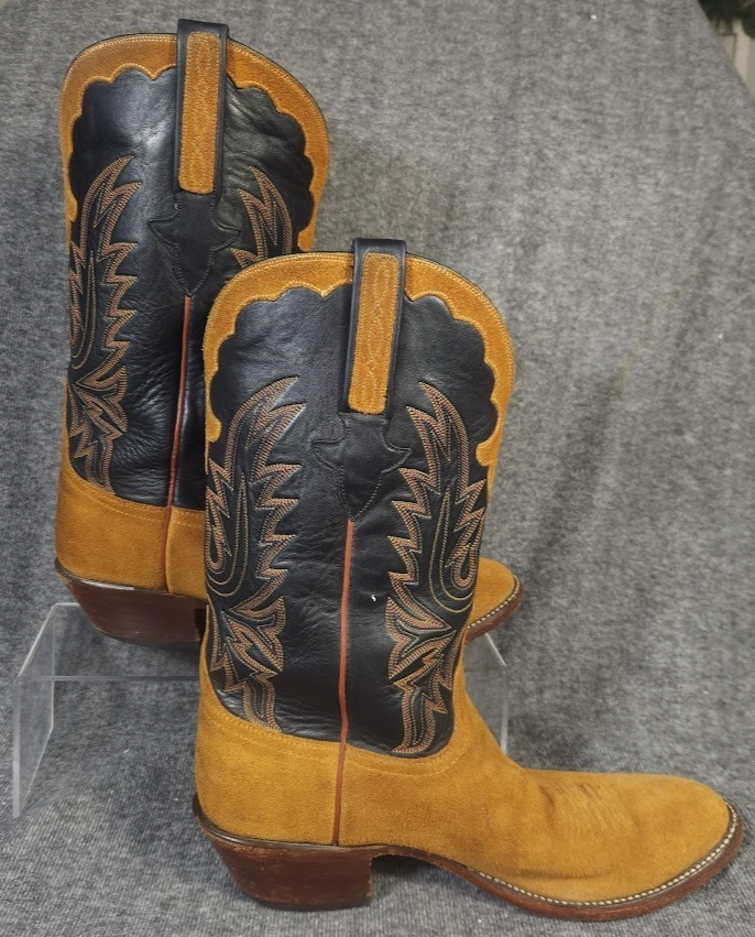 Lucchese Horseman Boots Mens 11.5 Gordon Tan Nubuck Black Shaft L0809 Orig. $595 | eBay