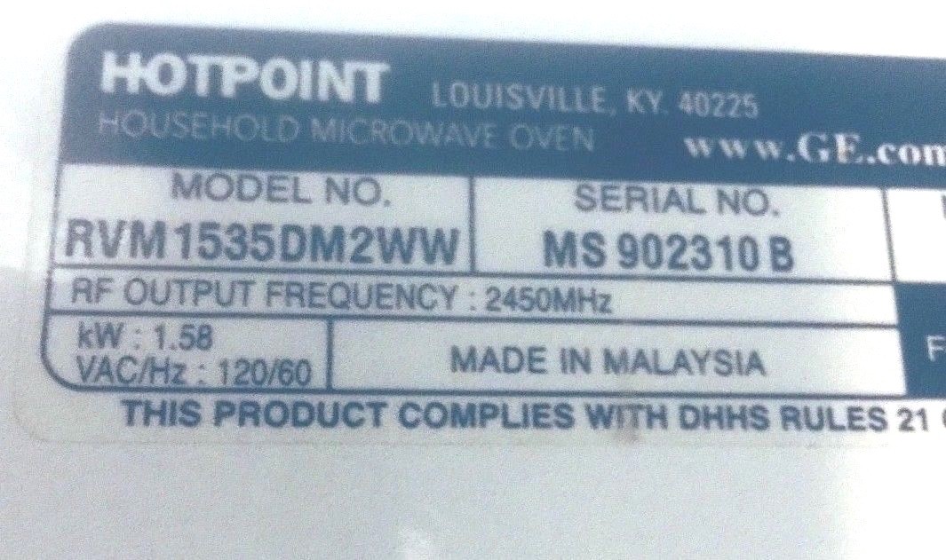 Hotpoint Microwave Model RVM 1535dM2WW Exhaust Fan Motor Assembly | eBay