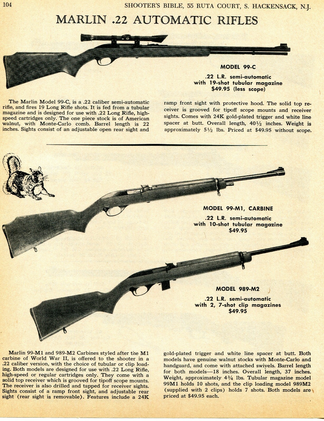 1968 Print Ad of Marlin Model 99-C Rifle 99-M1 & 989-M2 Carbine | eBay