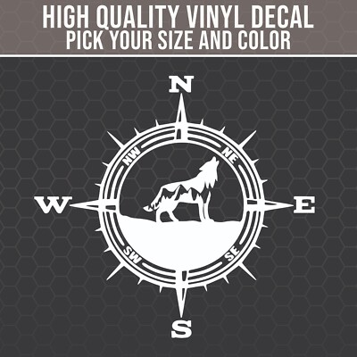 Wolf Compass Decal for Cars, Trucks, Nature Decal, Compass Decal ...