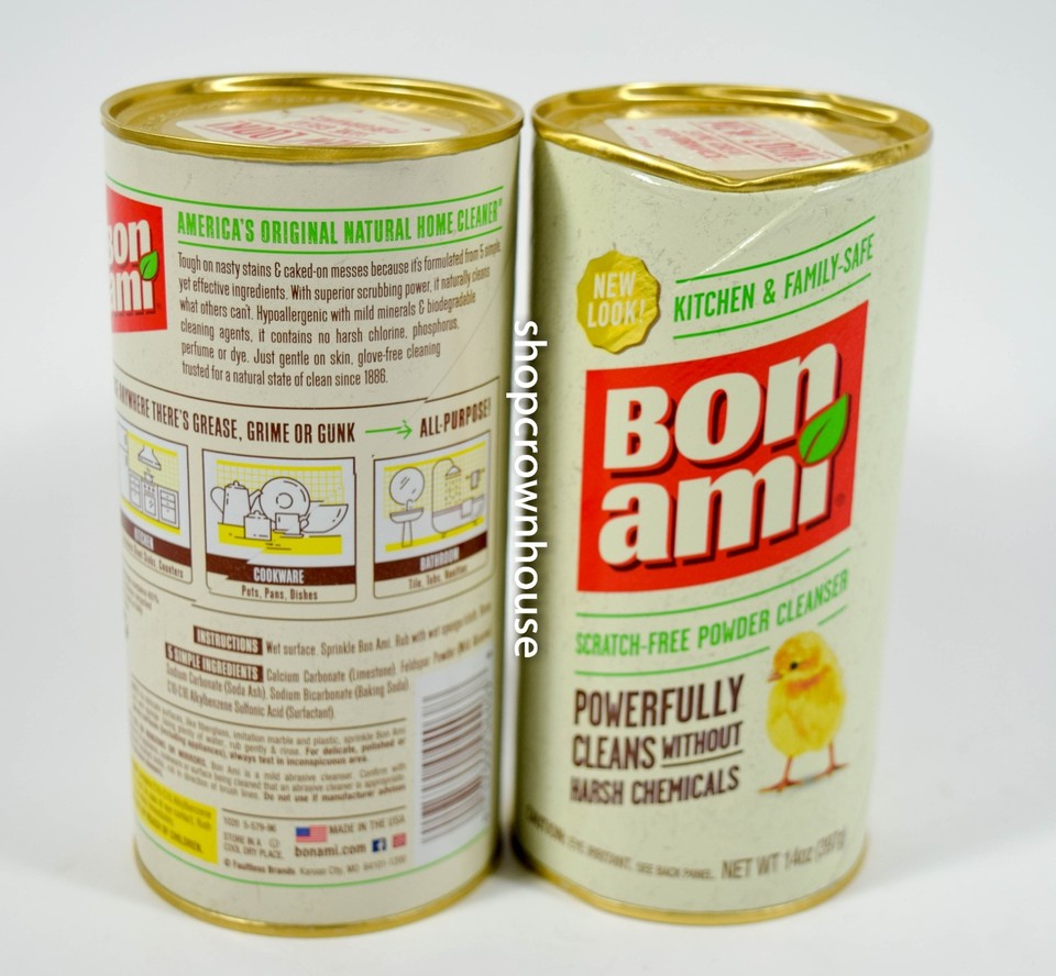 2 Bon Ami Powder Cleanser Non-Scratch for Kitchen Cookware Bath 14 oz ...