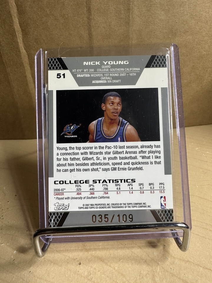 2007-2008 Topps Co-Signers Antawn Jamison Nick Young Rookie Gold Red ...