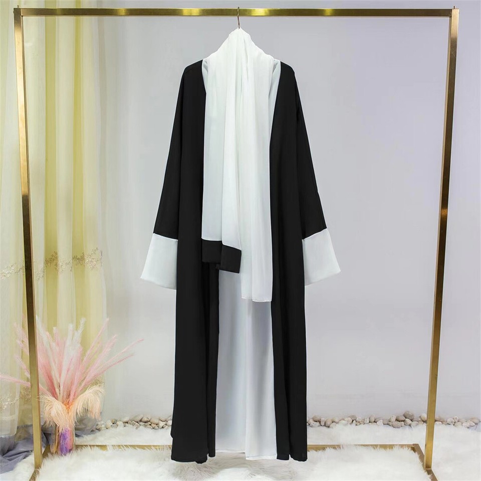 Women Muslim Open Cardigan Abaya Islamic Long Robes Dubai Ramadan Gown ...