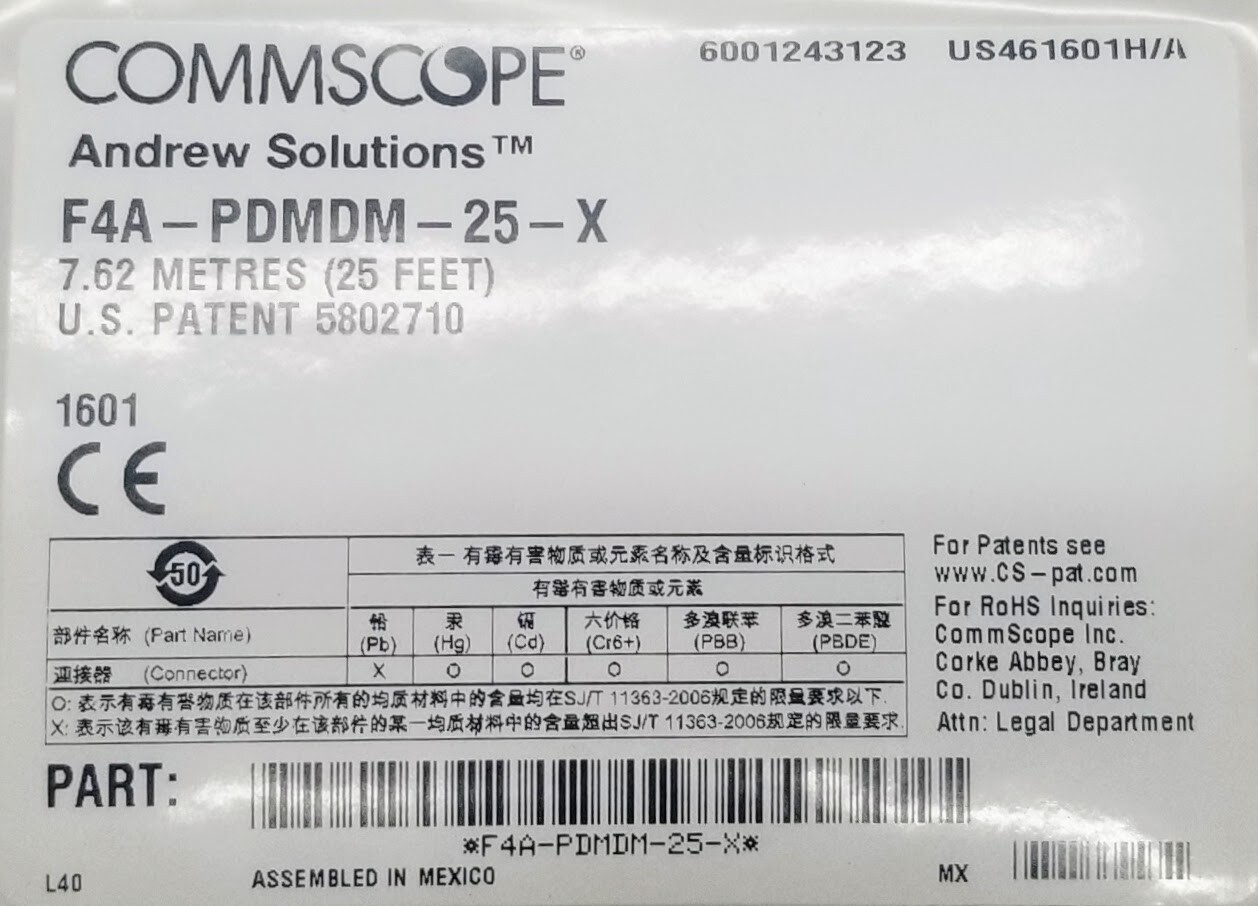 CommScope Andrew F4a-pdrdm-25-x Fsj4-50b Series 25ft Sureflex With ...