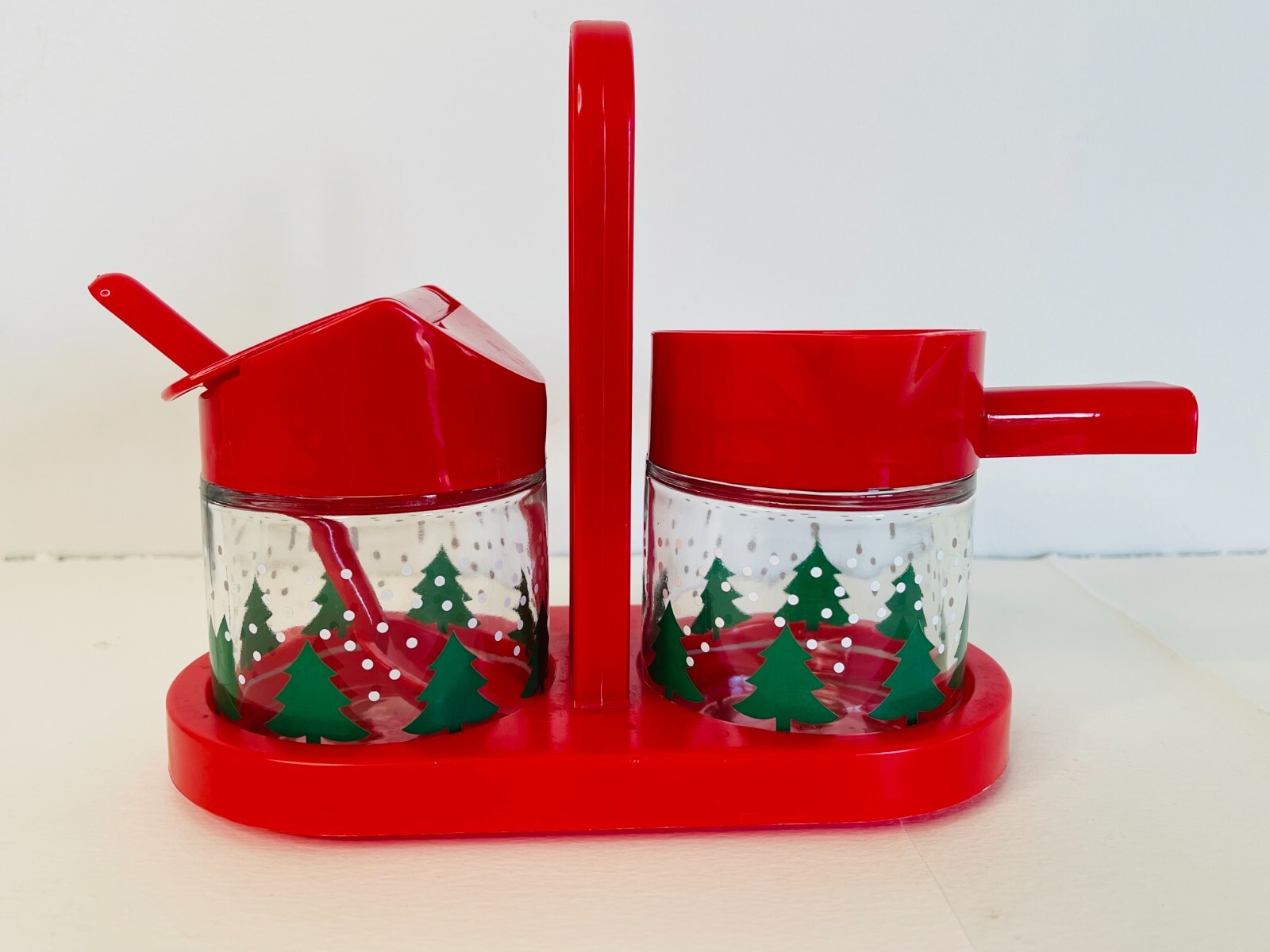 Vintage 1970s Gemco Christmas Tree & Snowflakes Sugar & Creamer w ...