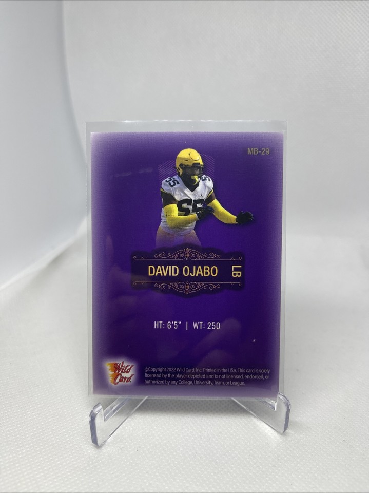 RARE ROOKIE CARD!! DAVID OJABO - WILD CARD MATTE - PURPLE CHASE - #'d ...