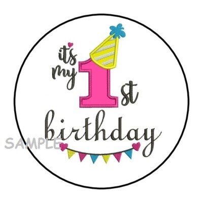 30 IT'S MY FIRST 1ST Birthday Party Stickers Favors Labels round 1.5 ...