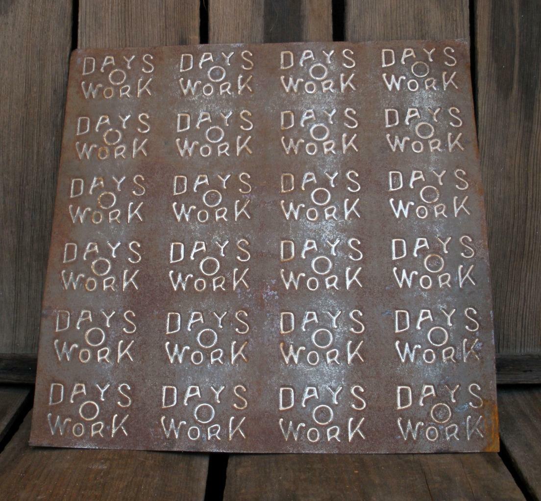 Vintage DAYS O WORK Chewing Tobacco Metal Embossed Stamp Mold Tin Sheet ...
