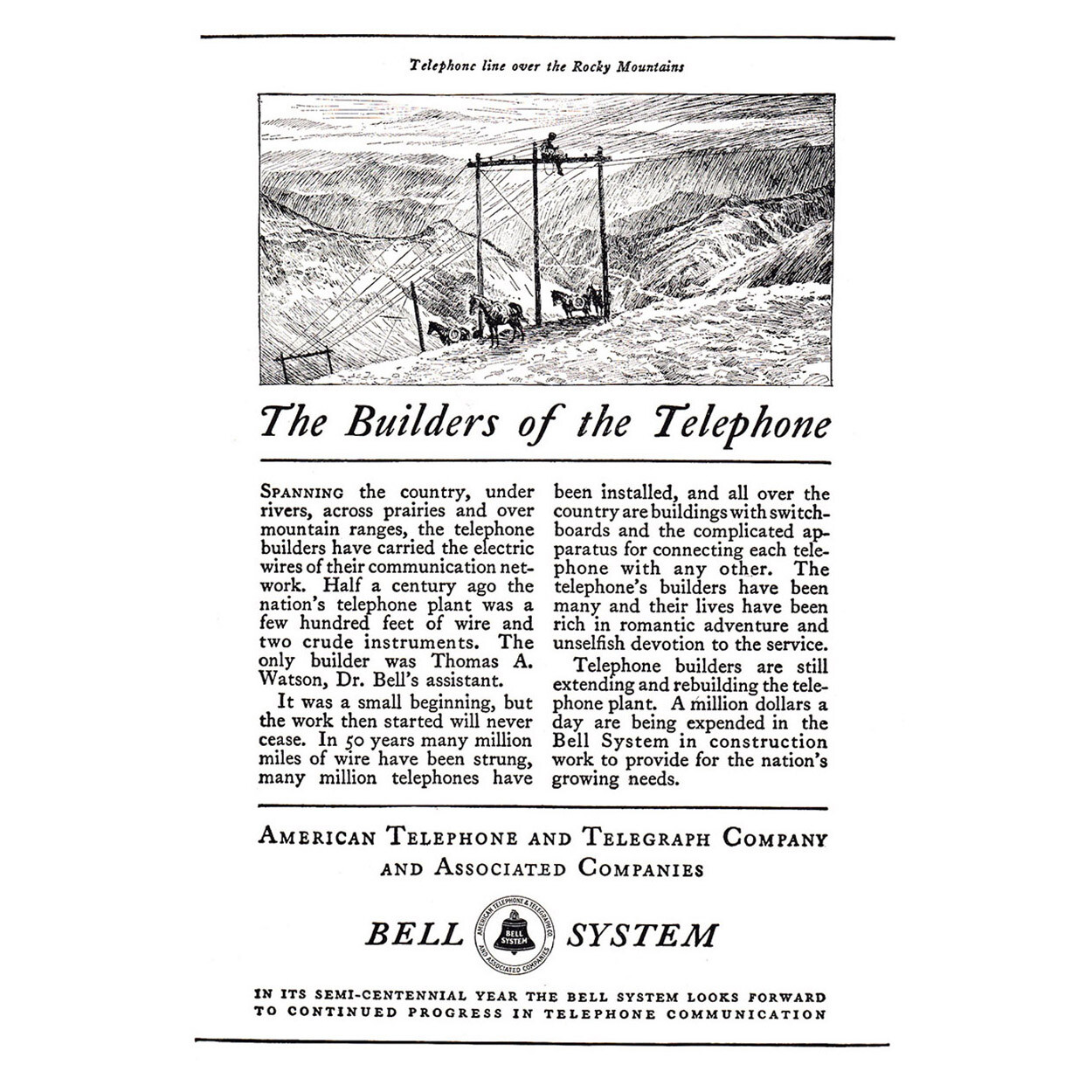 1926 American Telephone, Bell: Builders of the Telephone Vintage Print ...