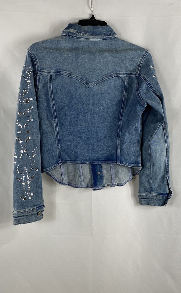 Good American x Dolly Parton Embellished Denim Trucker Jacket NWT Women ...