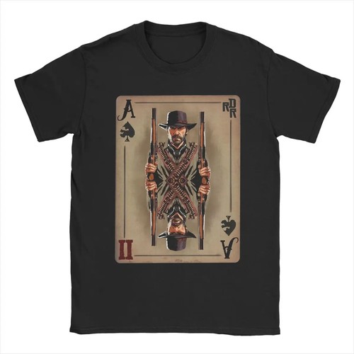 Men Arthur Morgan Card T Shirts 100% Cotton Tops Vintage Short Sleeve O ...