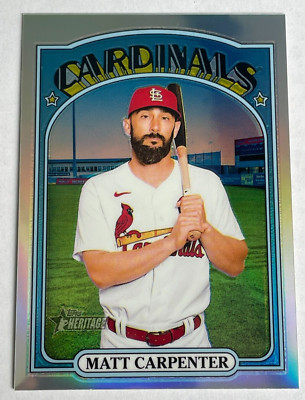 2021 Topps Heritage High Number Matt Carpenter #677 CHROME REFRACTOR ...