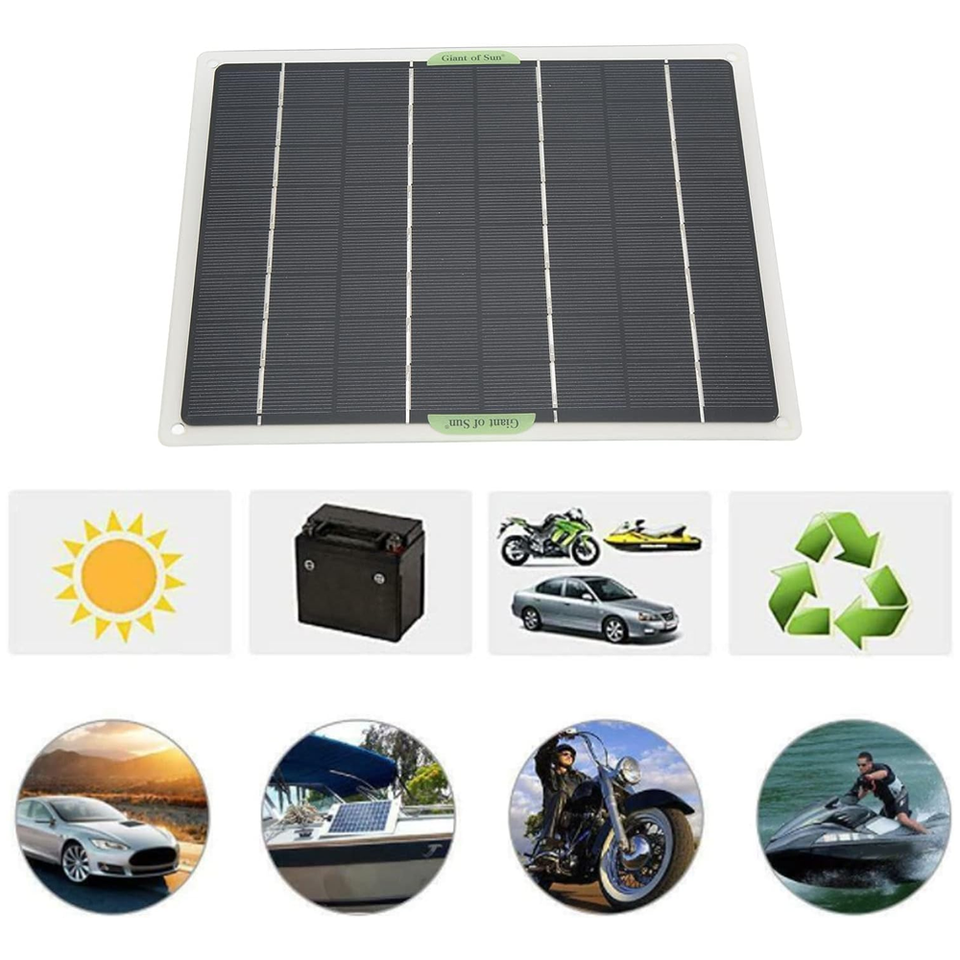 50W Solar Panel Trickle Battery Charger Maintainer For Car RV 12 Volt ...