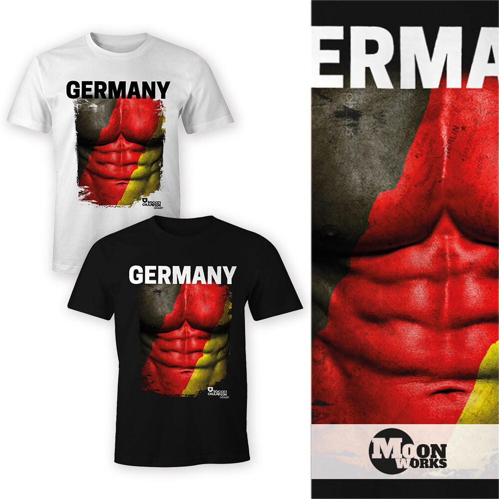 EM T-Shirt Herren Fußball Deutschland Flagge Fanshirt Waschbrettbauch ...