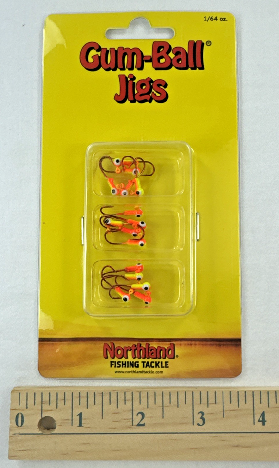 15 pk Northland Tackle Gum-Ball Fishing Jig Blood Red Hooks 1/64oz ...
