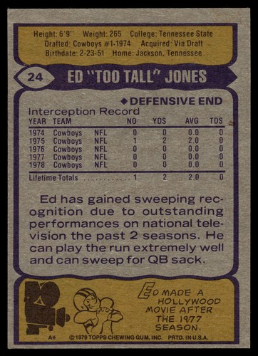 1979 Topps #24 Ed Too Tall Jones | eBay