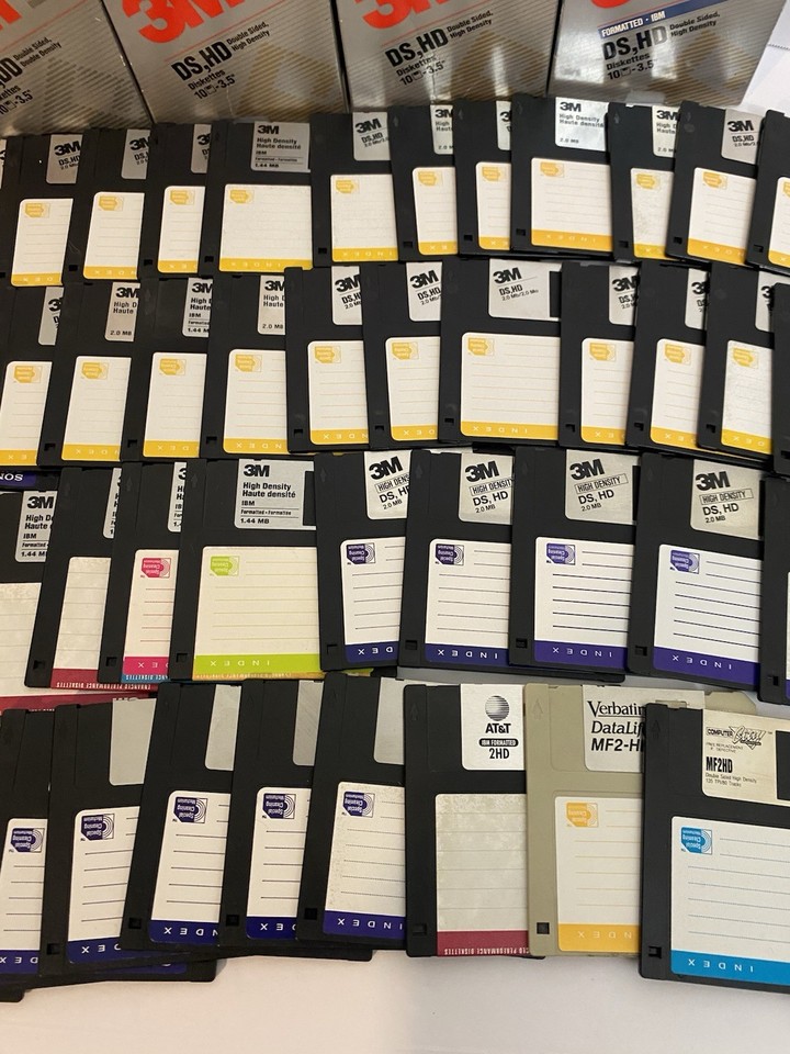 HUGE Lot of 67 3.5" HD Floppy Disks BLANK TESTED 3M, BASF, AT&T ...