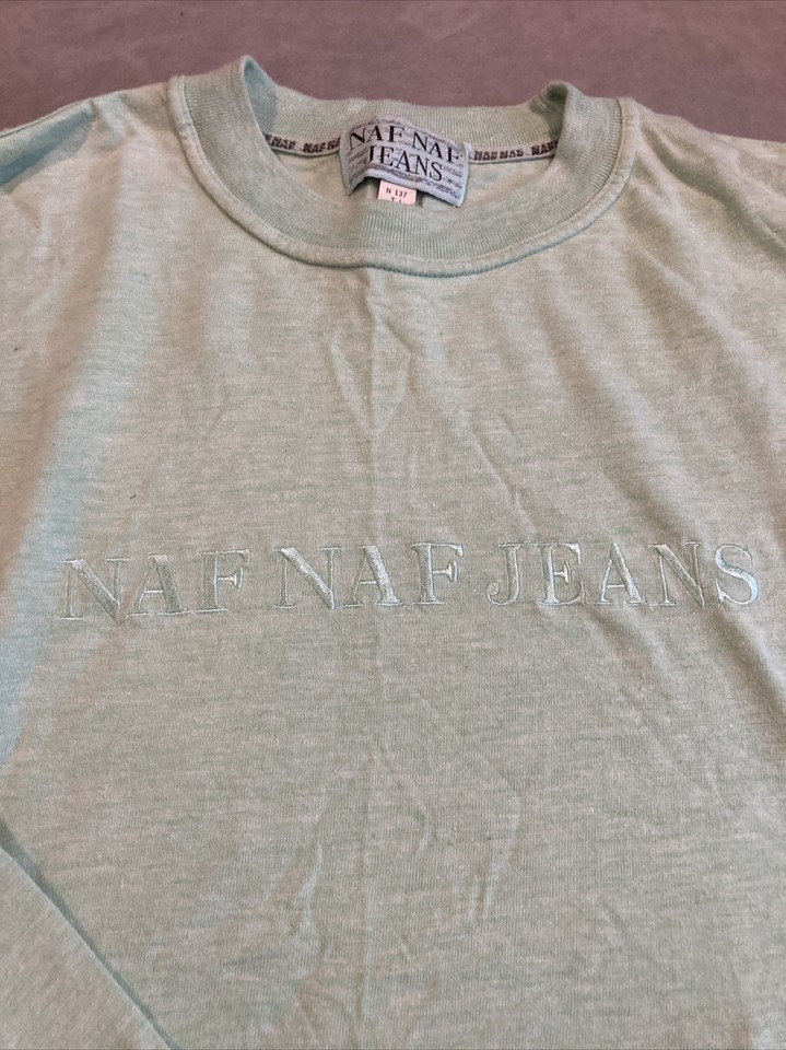 Vintage 90s Naf Naf Jeans - Embroidered Spell Out Logo Shirt - Large ...