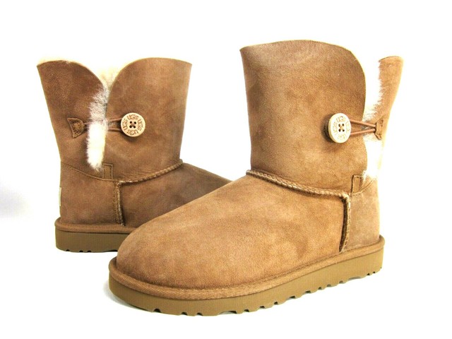 Kids UGG Australia Bailey Button Boot Suede 5991 Chestnut 100 Authentic ...